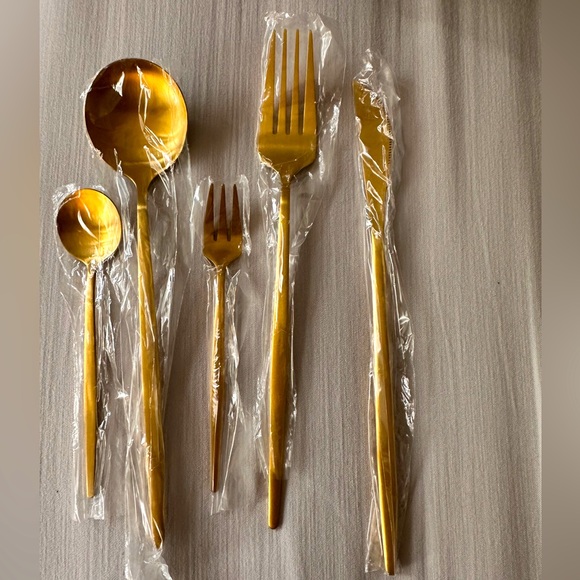 Kitchen | 3piece Matte Golden Stainless Steel Cutlery Set | Poshmark